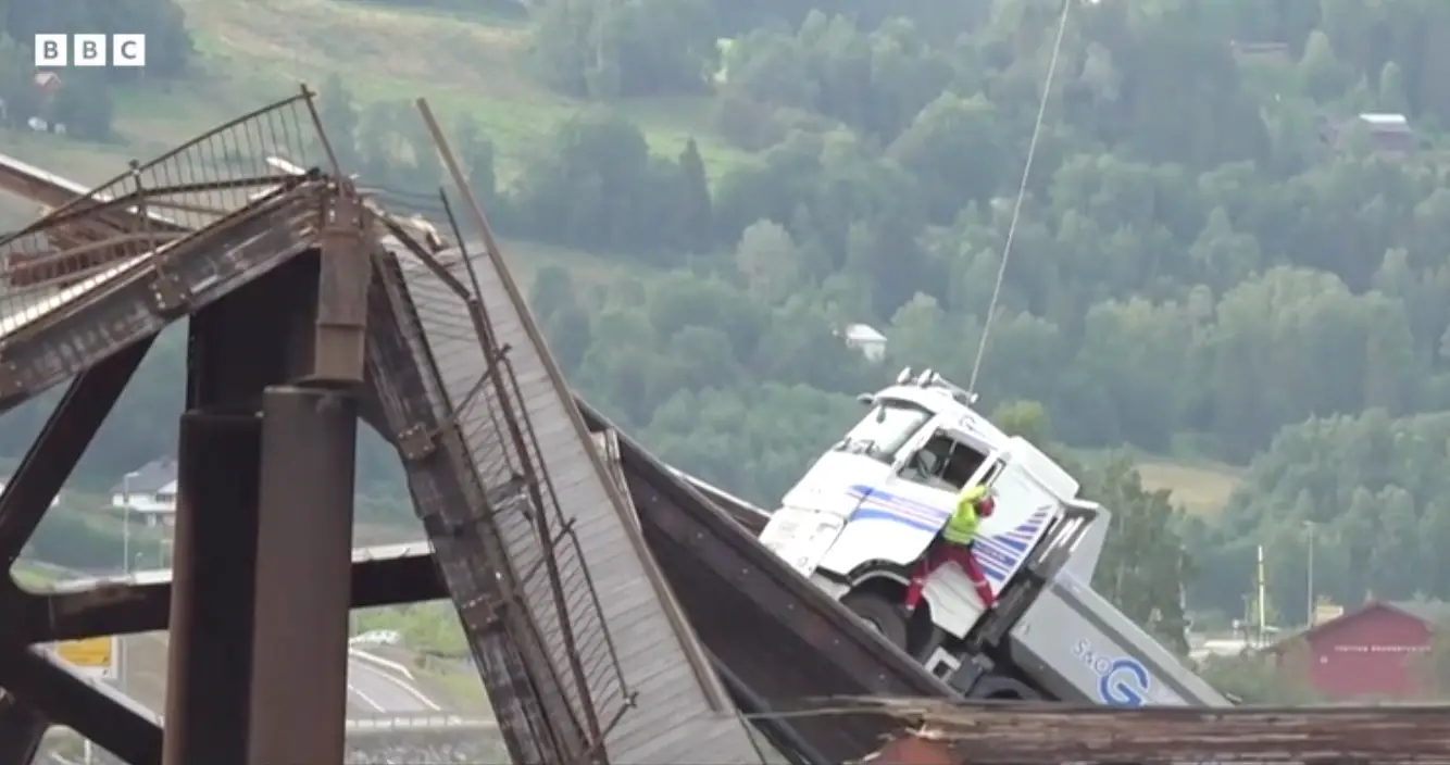 Bridge Collapse in Norway Plunges Car Into River | Headline Reporter